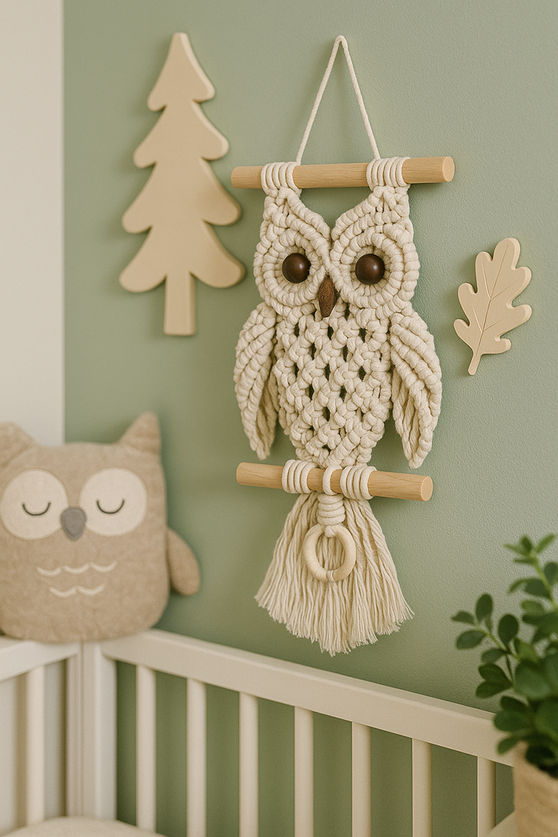 DIY Macrame Owl Wall Hanging Tutorial for a Woodland Nursery