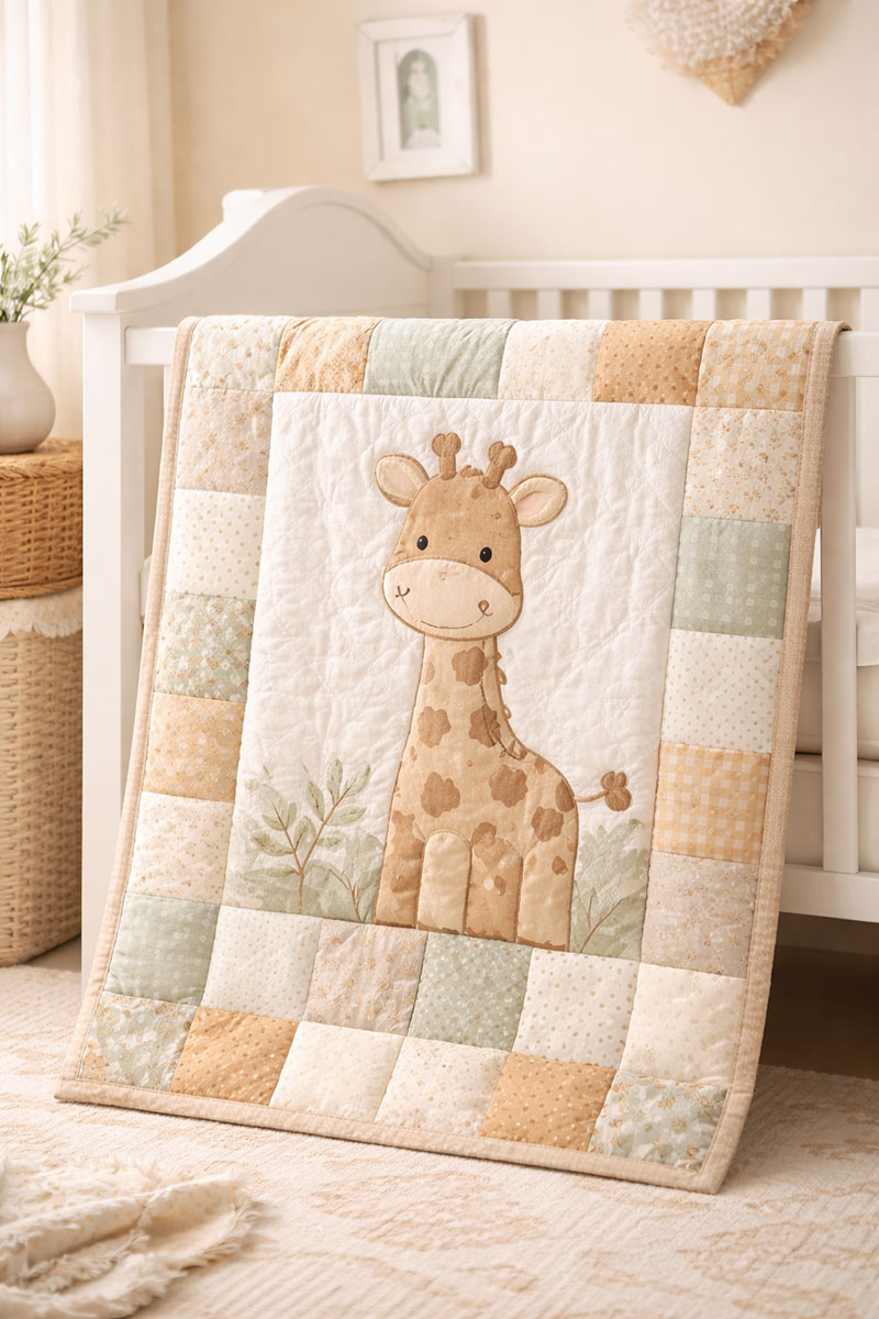 Giraffe Baby Crib Quilt Pattern: Simple Patchwork Layout for Beginners